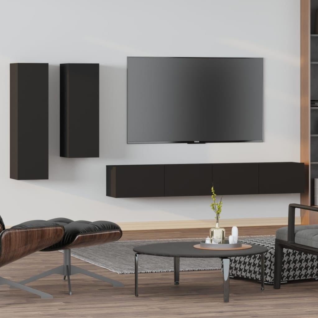 4 pcs Ensemble de meubles TV | Meuble de Rangement | Banc TV Moderne ...
