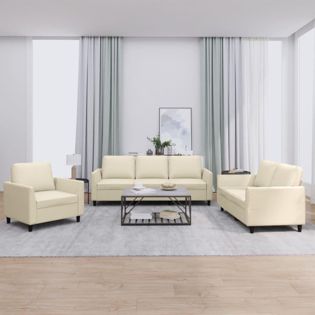 Ensemble de canapés 3 pcs，Sofa pour Salon，Banquette avec coussins Crème ...
