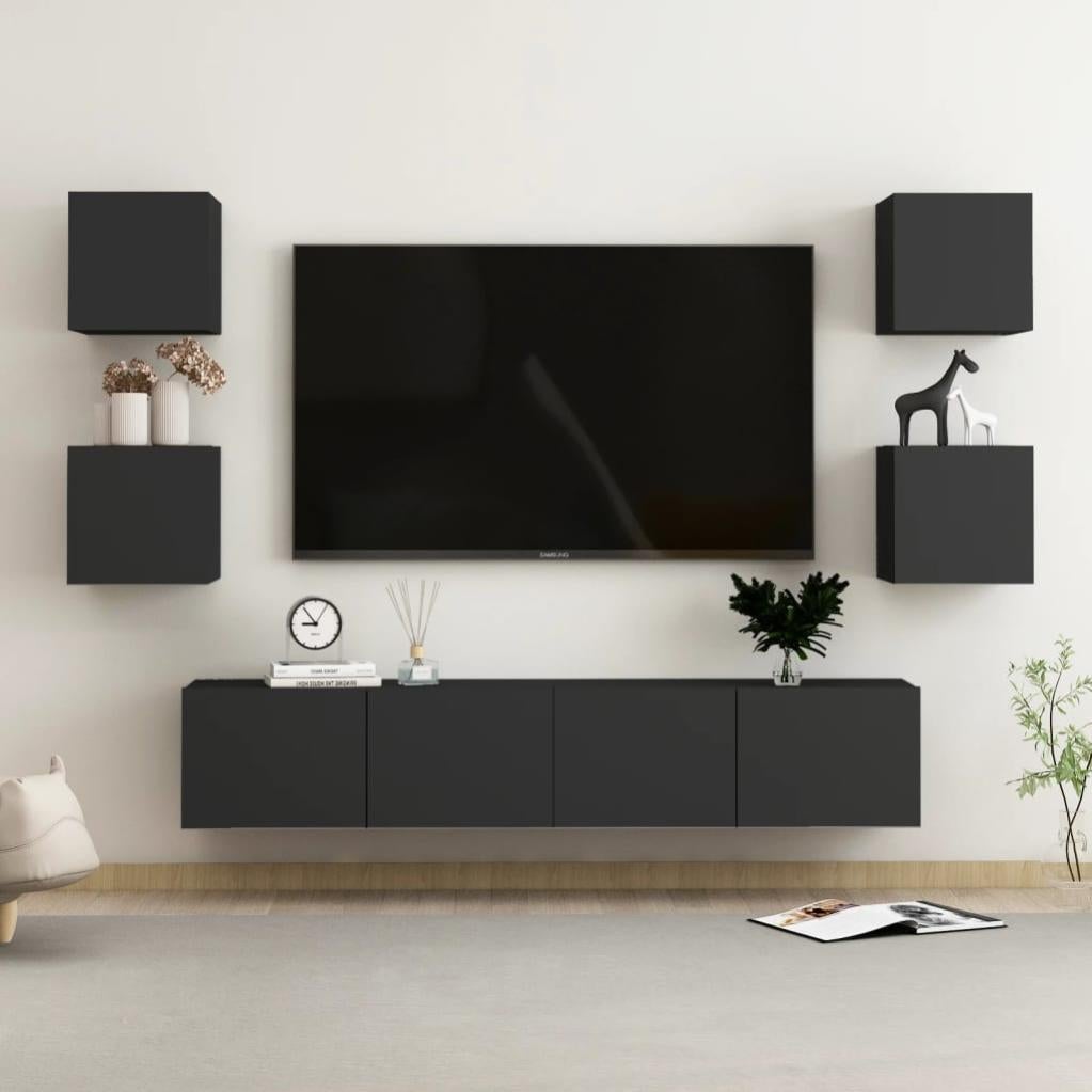 6 pcs Ensemble de meubles TV | Meuble de Rangement | Banc TV Moderne ...