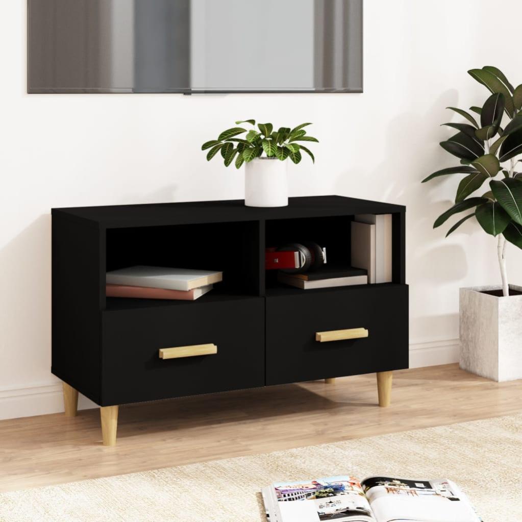Meuble TV，Banc TV Moderne，Meuble de Rangement Noir 80x36x50 cm Bois d ...