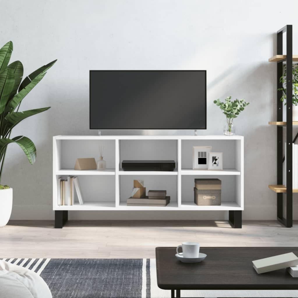 Mueble de TV | Mueble de salón | Mesa de TV madera de ingeniería blanco ...