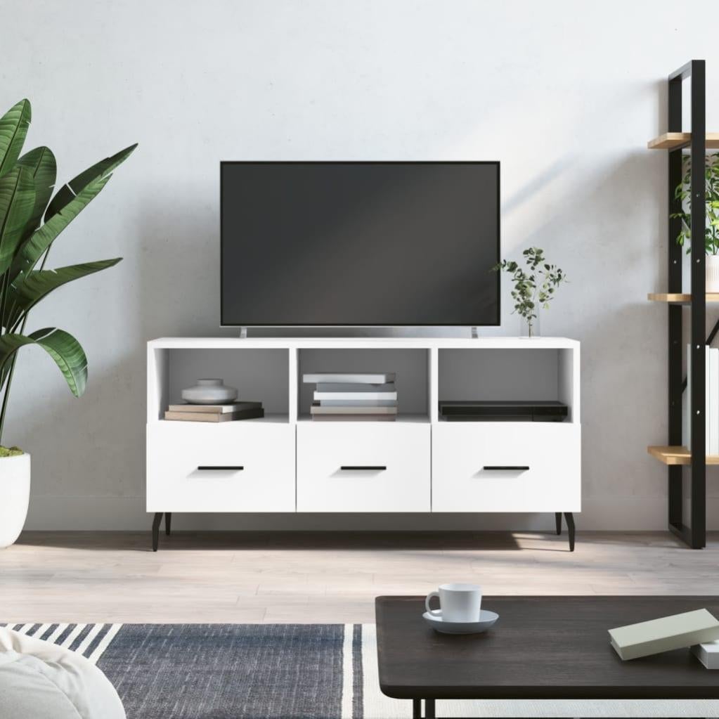 Meuble TV，Banc TV Moderne，Meuble de Rangement blanc 102x36x50 cm bois d ...