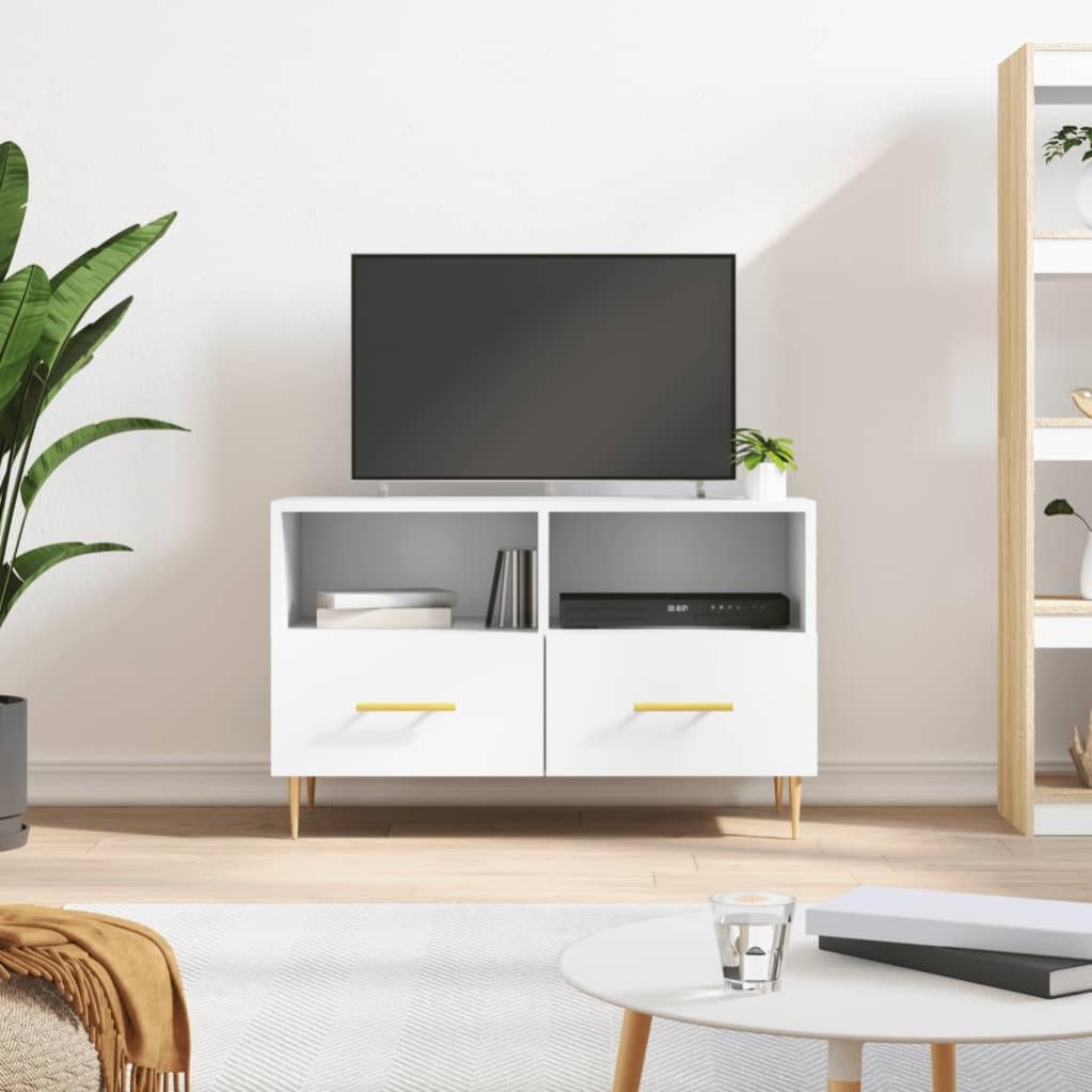 Meuble TV，Banc TV Moderne，Meuble de Rangement Blanc 80x36x50 cm Bois d ...