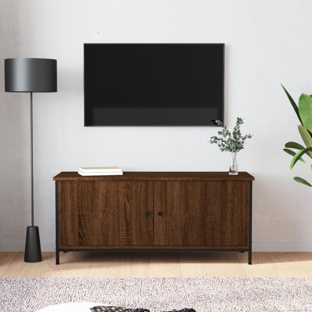 Meuble TV，Banc TV Moderne，Meuble de Rangement avec portes chêne marron ...