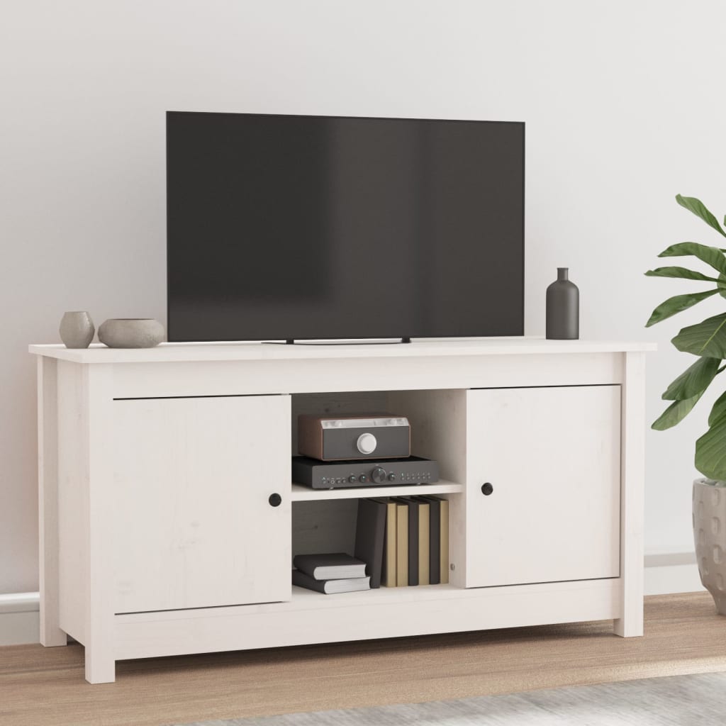 Meuble TV，Banc TV Moderne，Meuble de Rangement Blanc 103x36,5x52 cm Bois ...