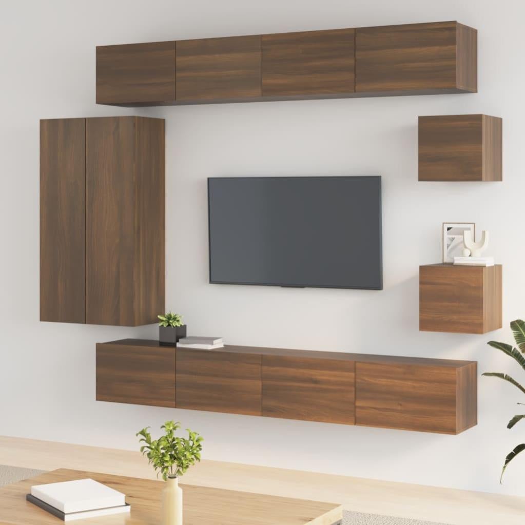 8 pcs Ensemble de meubles TV | Meuble de Rangement | Banc TV Moderne ...