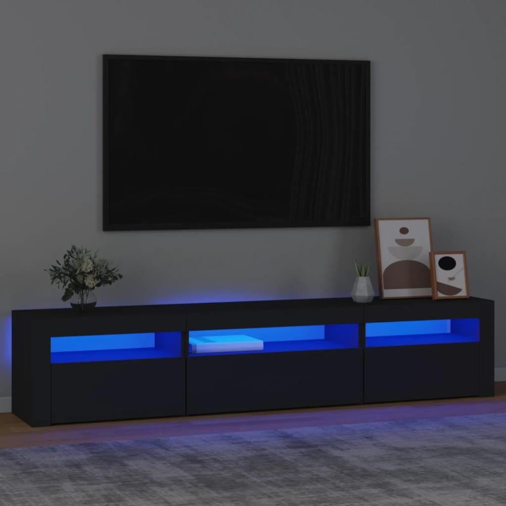 Mueble de TV | Mueble de salón | Mesa de TV con luces LED negro ...