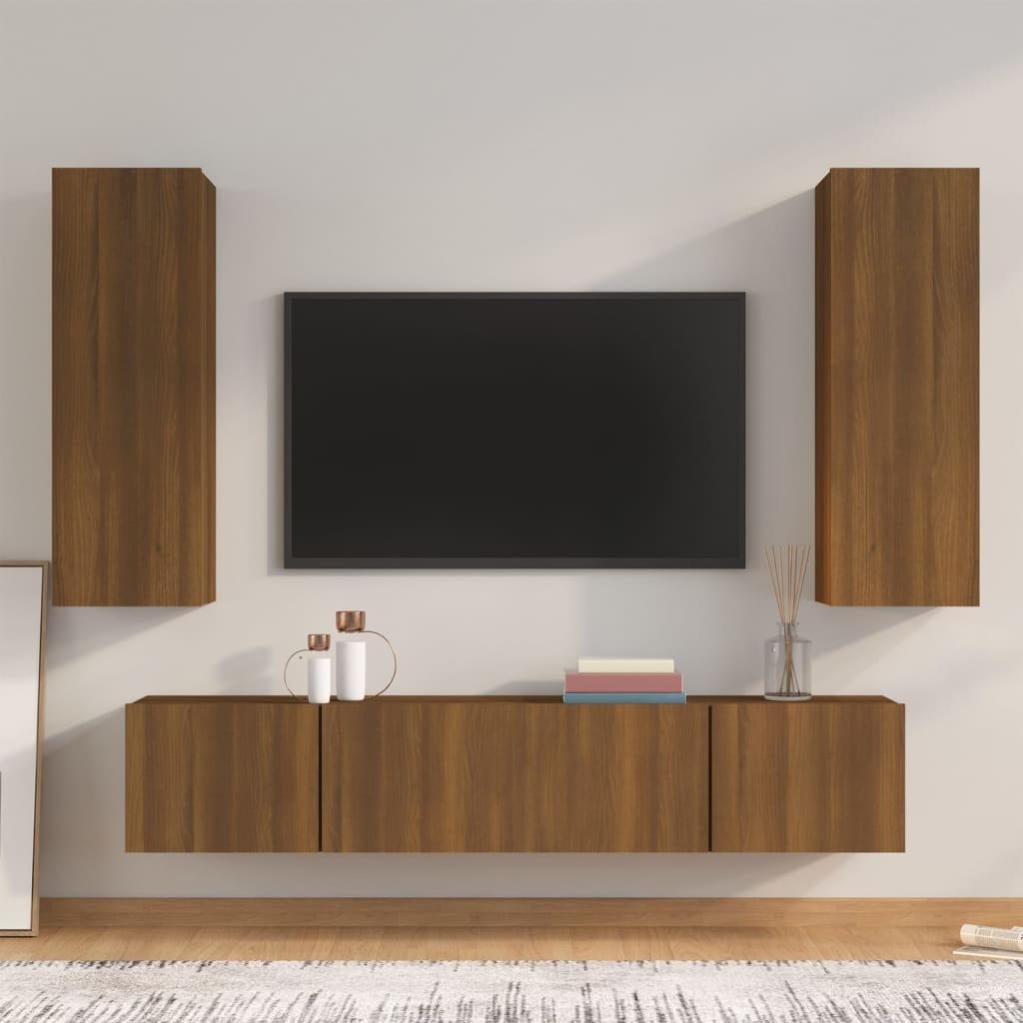 4 pcs Ensemble de meubles TV | Meuble de Rangement | Banc TV Moderne ...