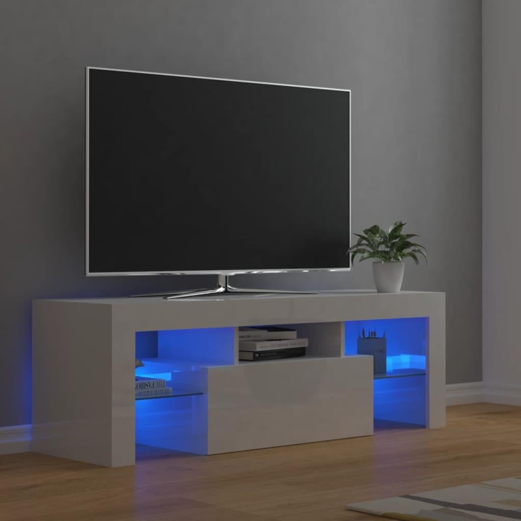 Mueble de TV | Mueble de salón | Mesa de TV con luces LED blanco ...
