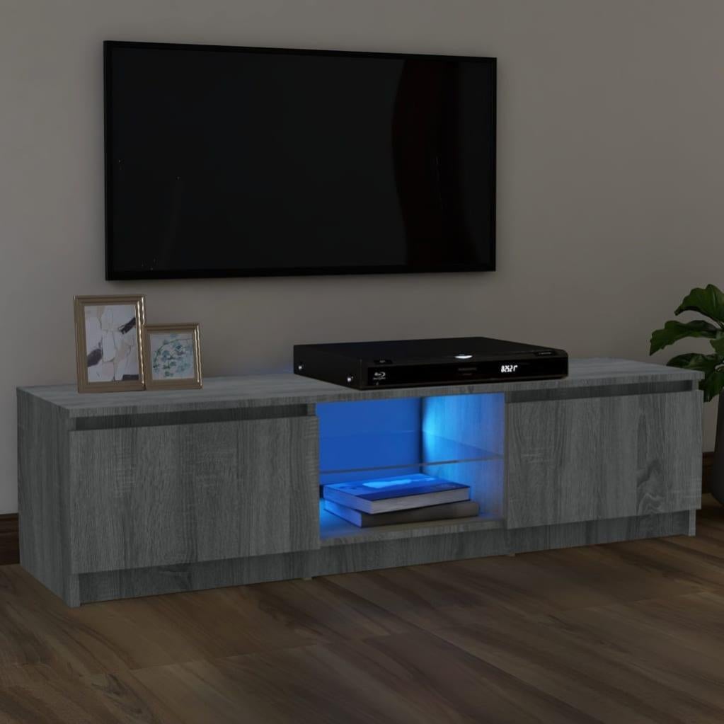 Mueble de TV | Mueble de salón | Mesa de TV con luces LED gris Sonoma ...