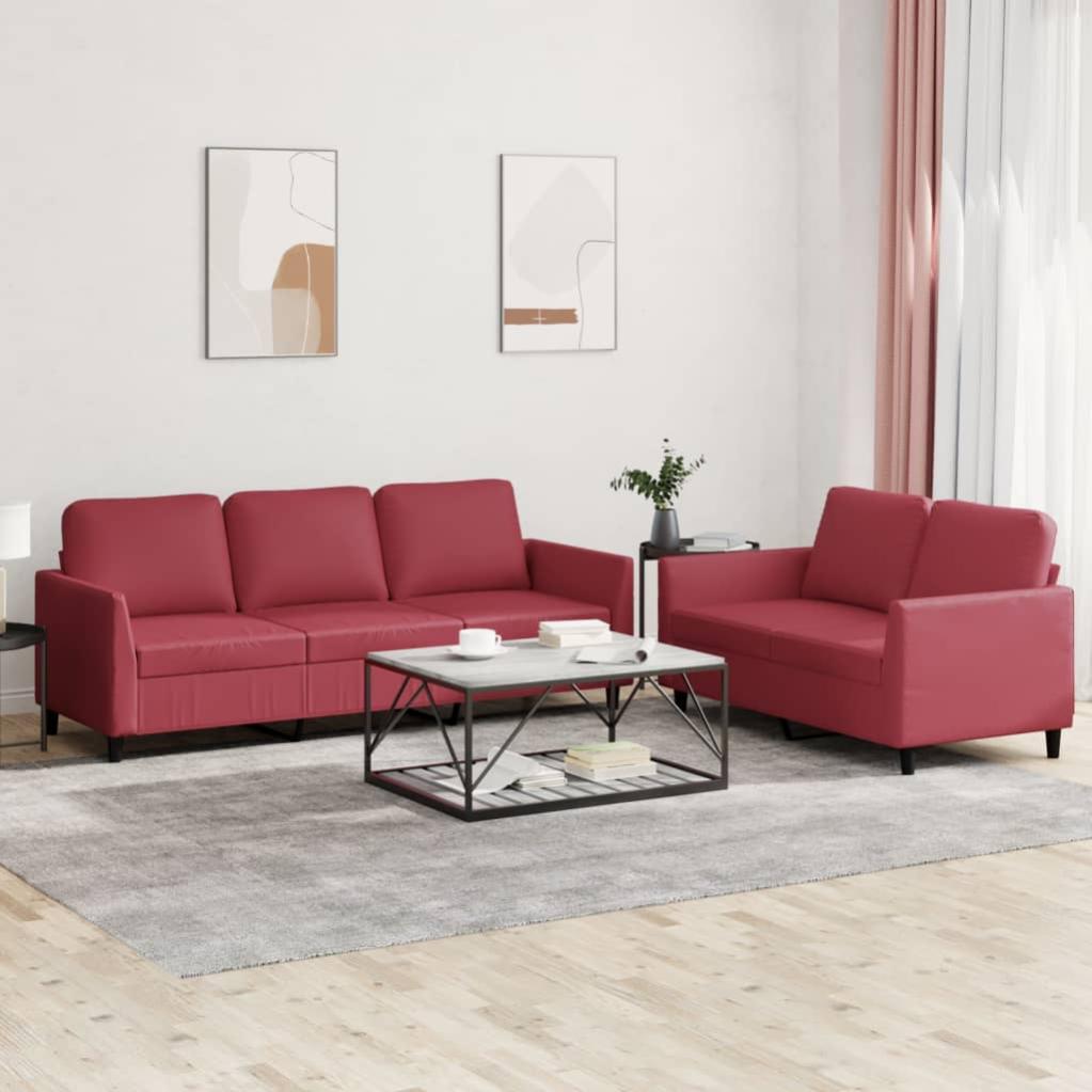 Ensemble de canapés 2 pcs，Sofa pour Salon，Banquette et coussins Rouge ...