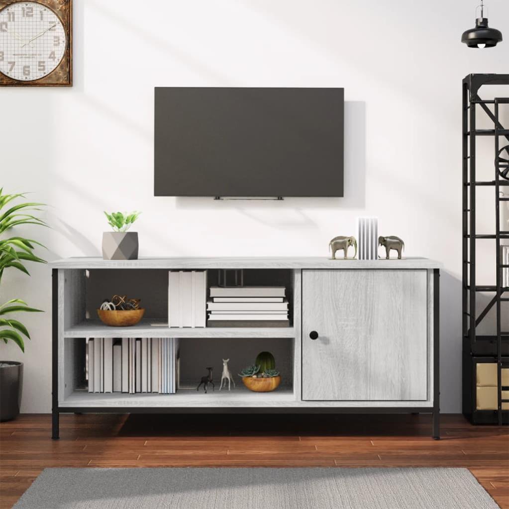 Mueble de TV | Mueble de salón | Mesa de TV madera contrachapada gris ...