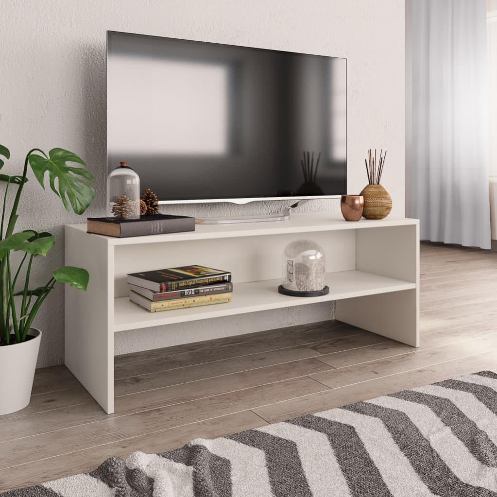 Meuble TV，Banc TV Moderne，Meuble de Rangement Blanc 100 x 40 x 40 cm ...
