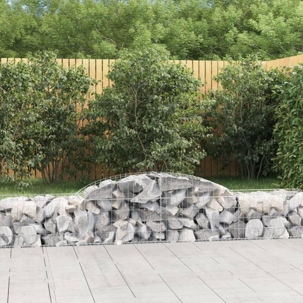 Panier de gabions | Clôture de jardin | Mur en Gabion arqué 300x50x40 ...
