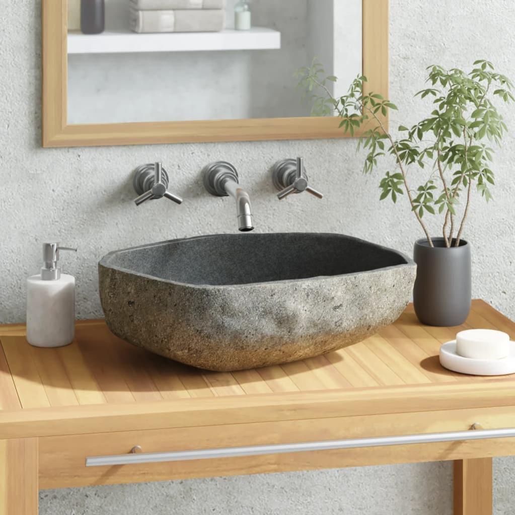 Lavabo de baño moderno | Lavabo de piedra de río ovalado 45-53 cm ...