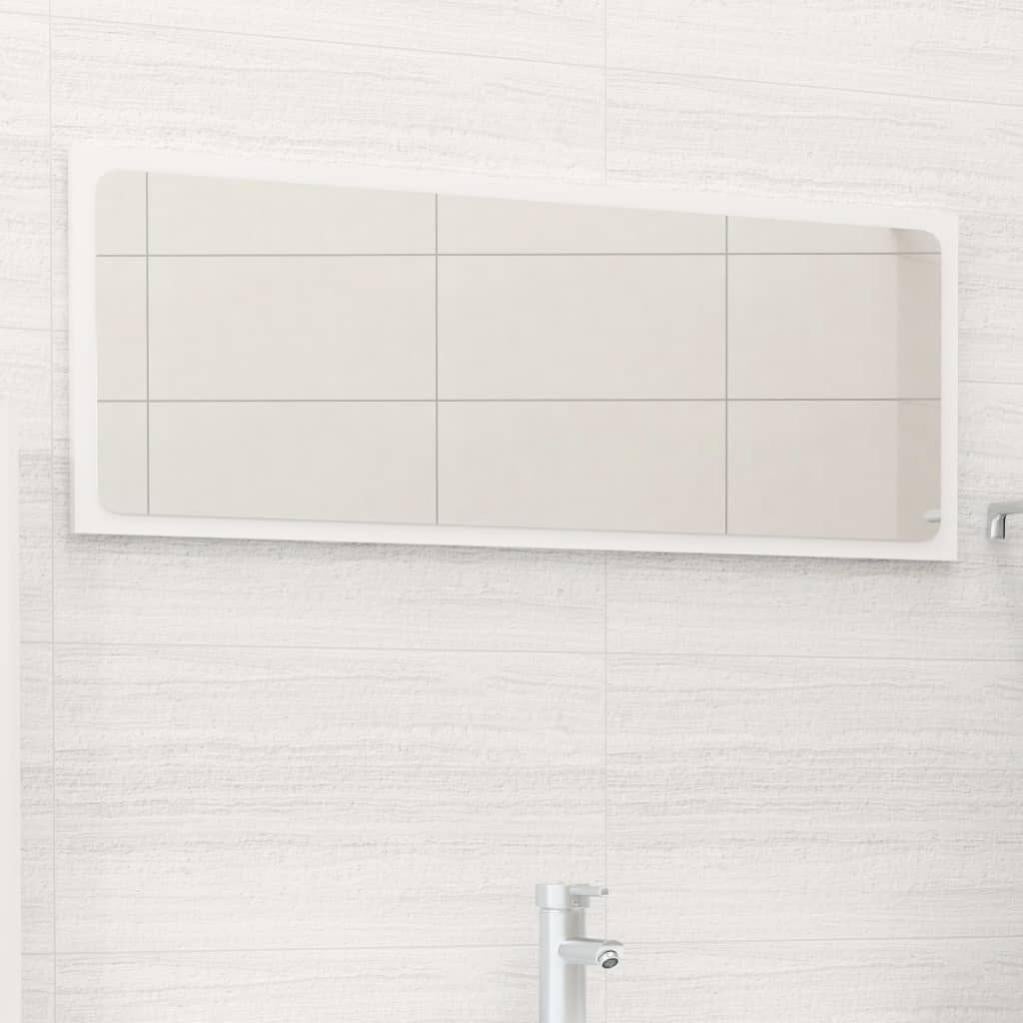 Espejo de baño，Espejuelo madera contrachapada blanco brillo 90x1,5x37 ...