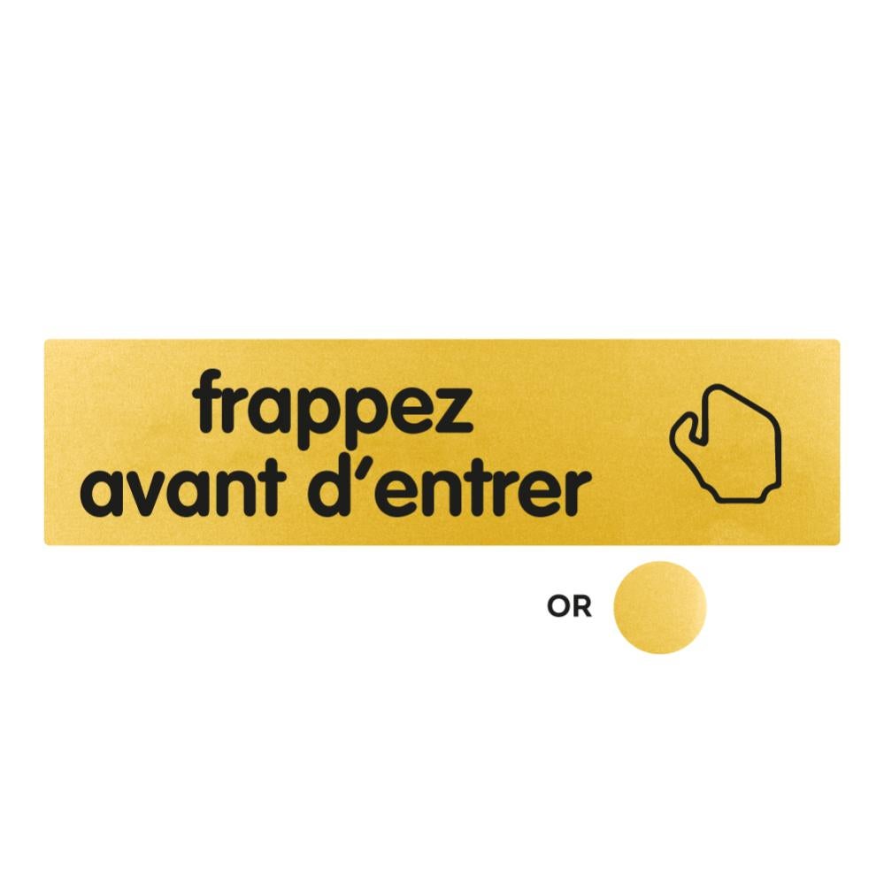 Plaquette Frappez avant d'entrer - Classique or 170x45mm - 4490687 ...