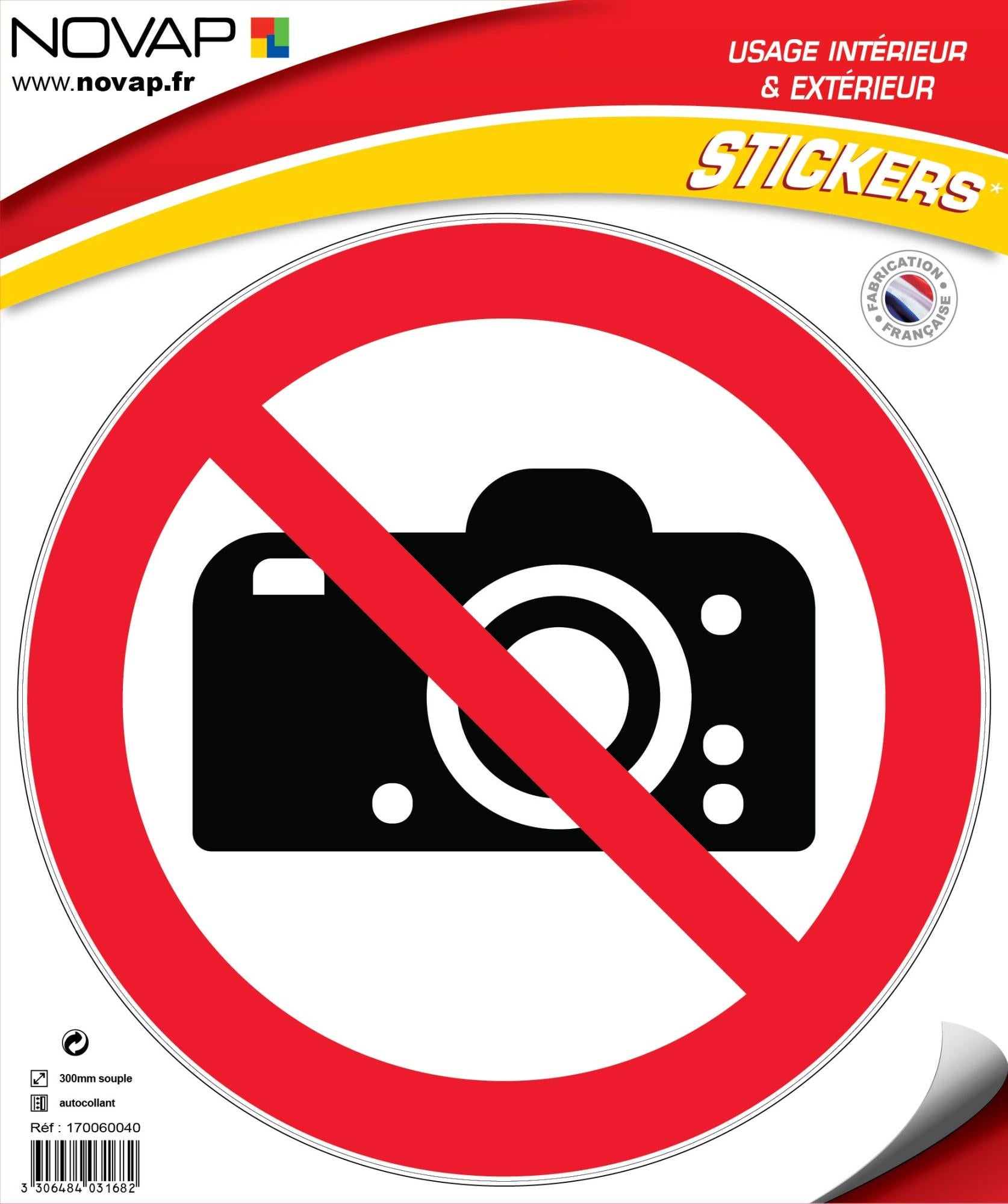 Panneau Appareil photo interdit - Vinyle adhésif Ø300mm - 4031682 ...