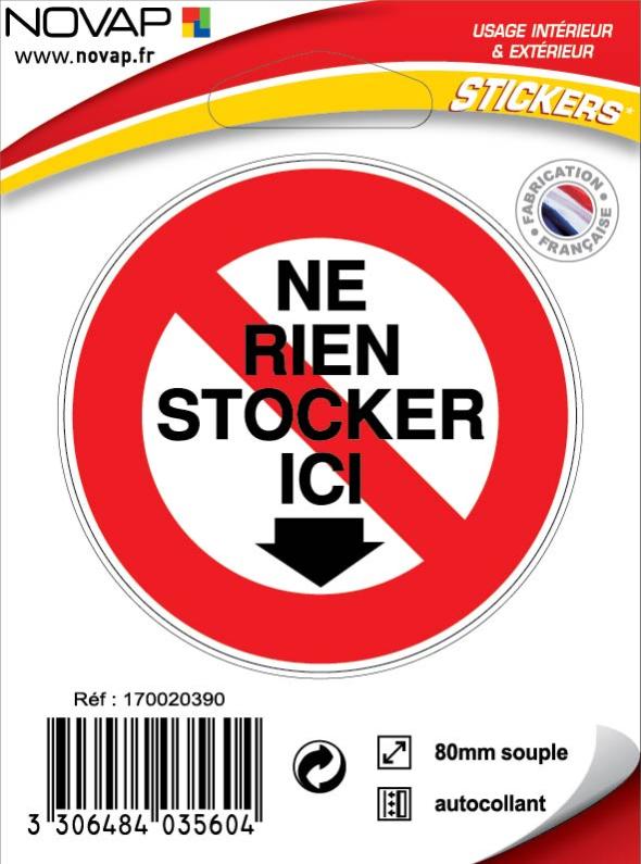 Panneau Interdit de stocker ici - Vinyle adhésif Ø80mm - 4035604 ...