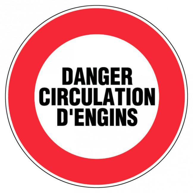 Panneau Danger circulation d'engins - Rigide Ø450mm - 4080048 | Leroy ...