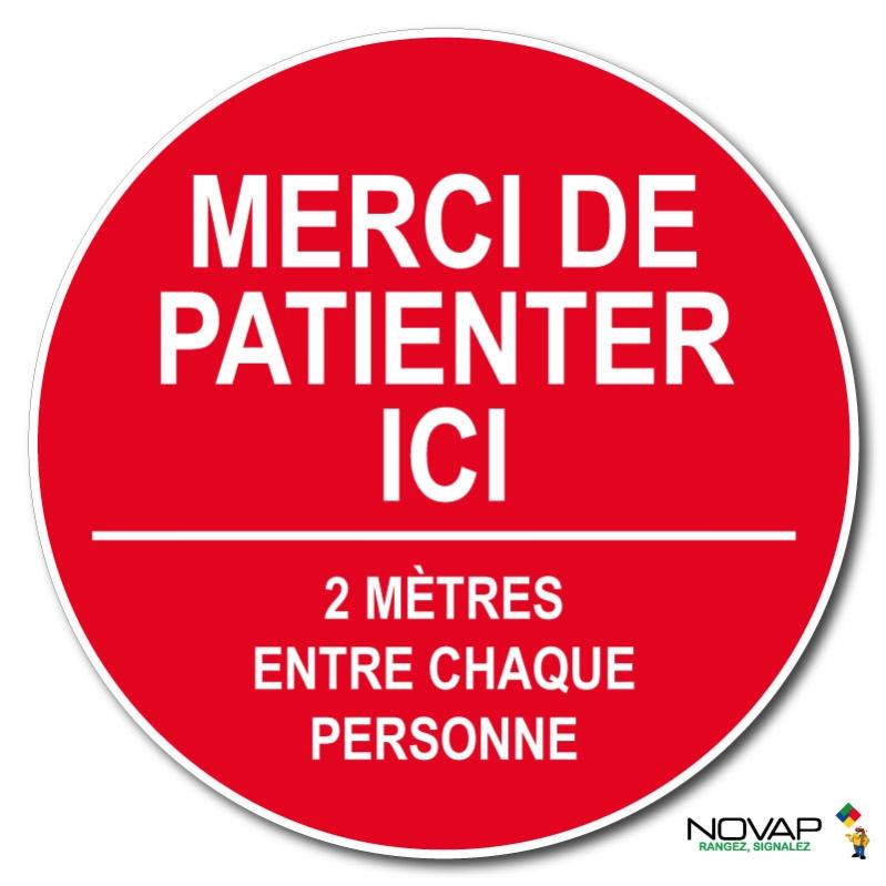 Panneau Merci de patienter ici - 2m - Rouge - spécial sol - Ø 450 mm ...