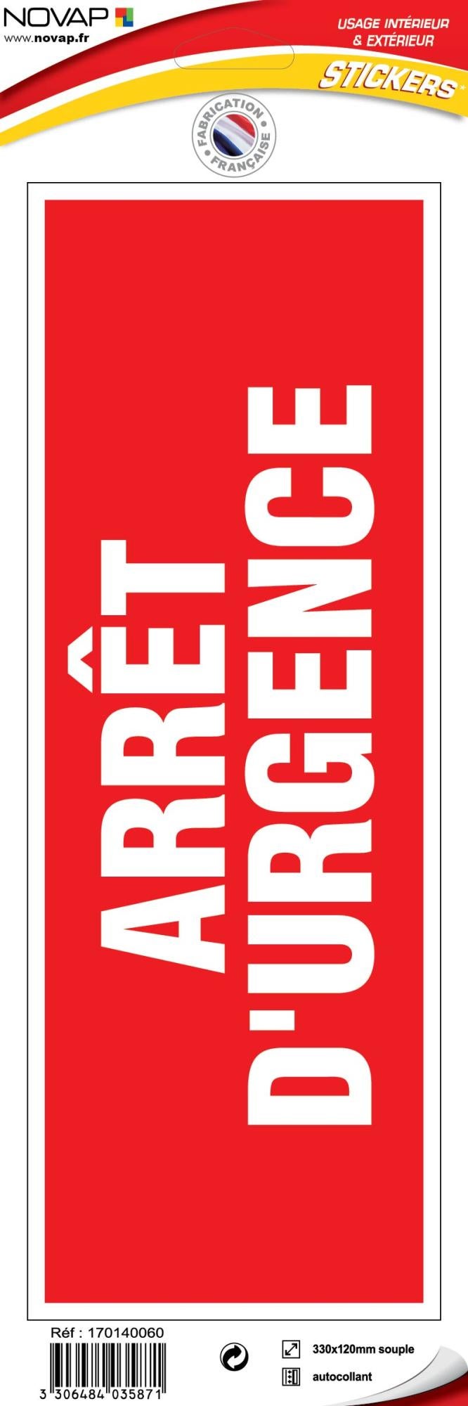 Panneau Arret d'urgence - Vinyle adhésif 330x120mm - 4035871 | Bricoman