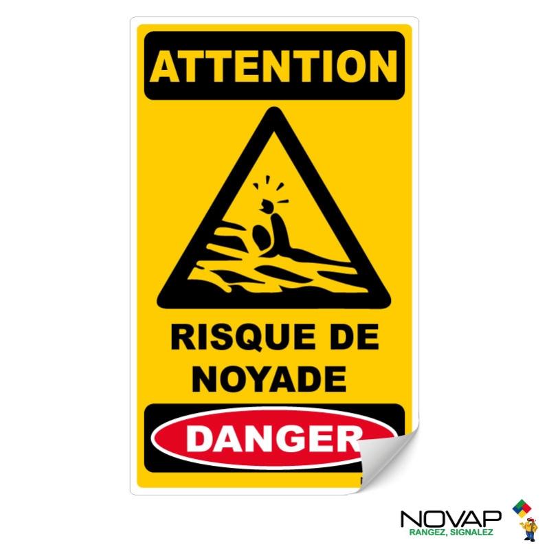 Panneau Risque de noyade - Adhésif 200x330mm - 4038636 | Bricoman