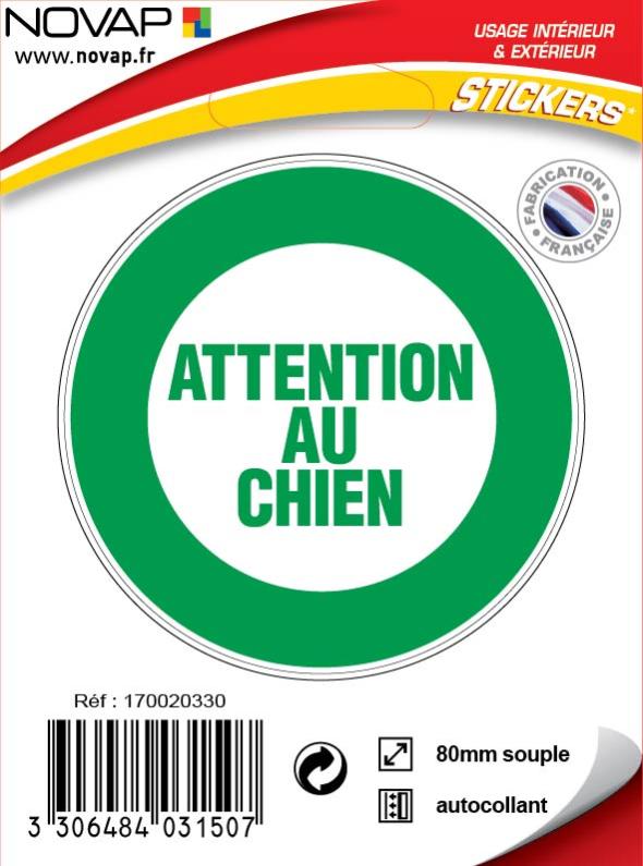 Panneau Attention au chien - Vinyle adhésif Ø80mm - 4031507 | Leroy Merlin