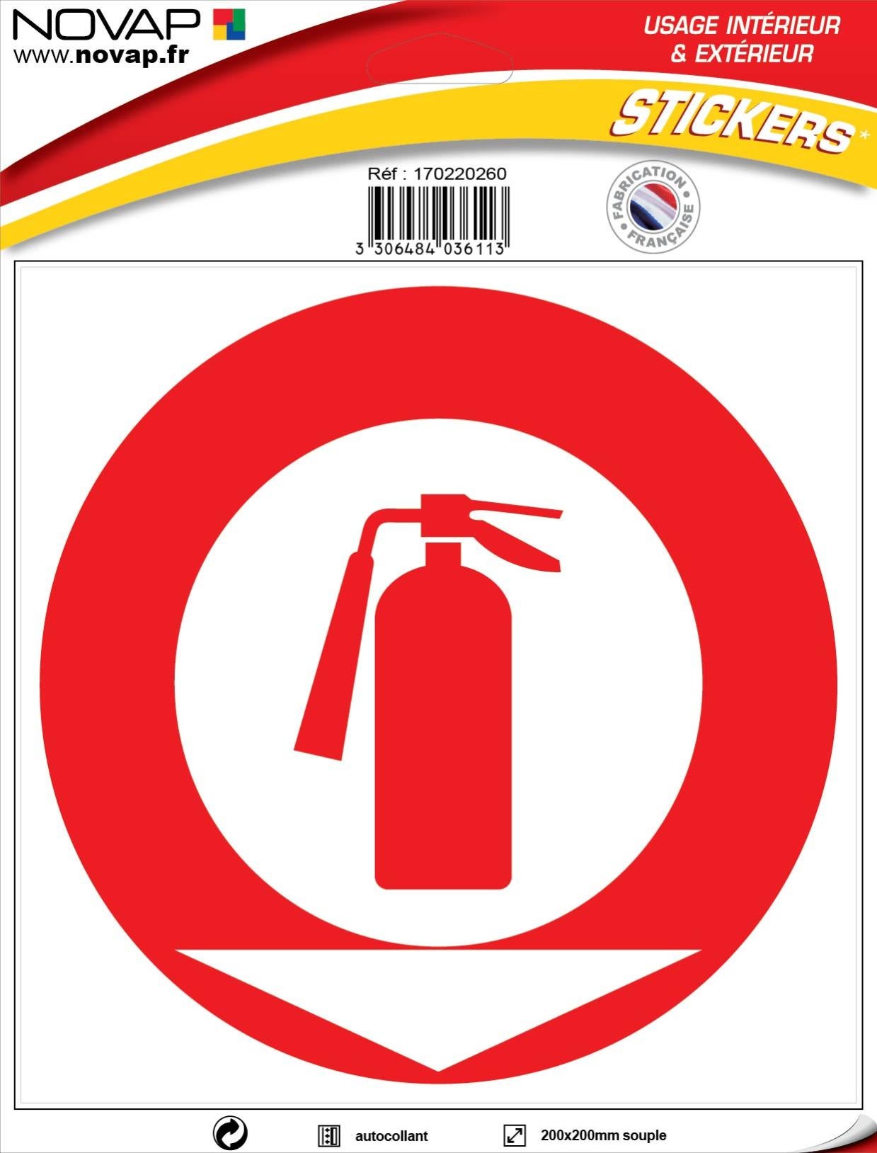 Panneau Extincteur symbole - Vinyle adhésif 200x200mm - 4036113 | Bricoman