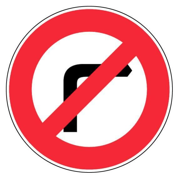 Panneau Interdiction de tourner à droite - Rigide Ø300mm - 4061207 ...