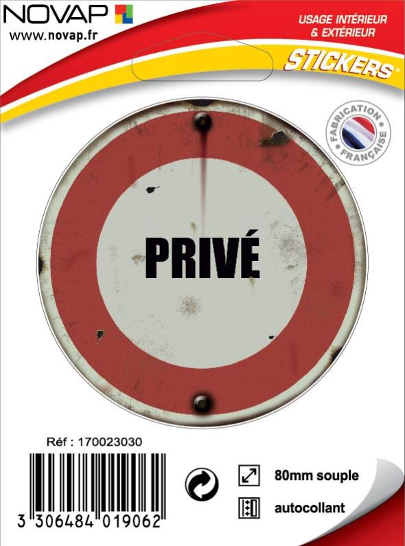 Panneau vintage Privé - Adhésif Ø80mm - 4019062 | Leroy Merlin