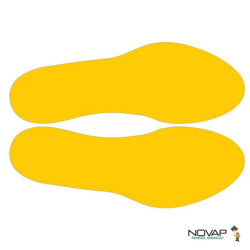 Lot de 10 adhésifs marquage au sol - Empreinte de pas jaune 300 x 100mm ...