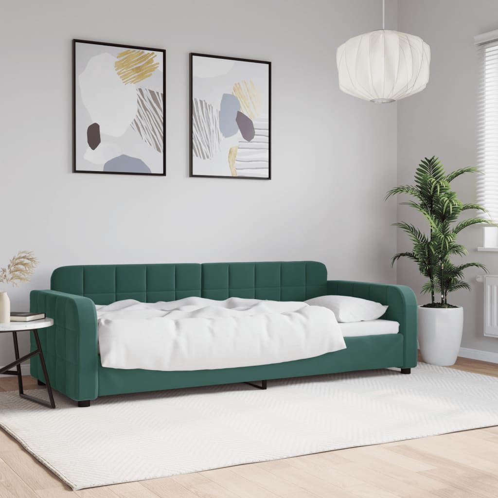 Lit de repos，Lit simple，Divan-lit vert foncé 80x200 cm velours ...