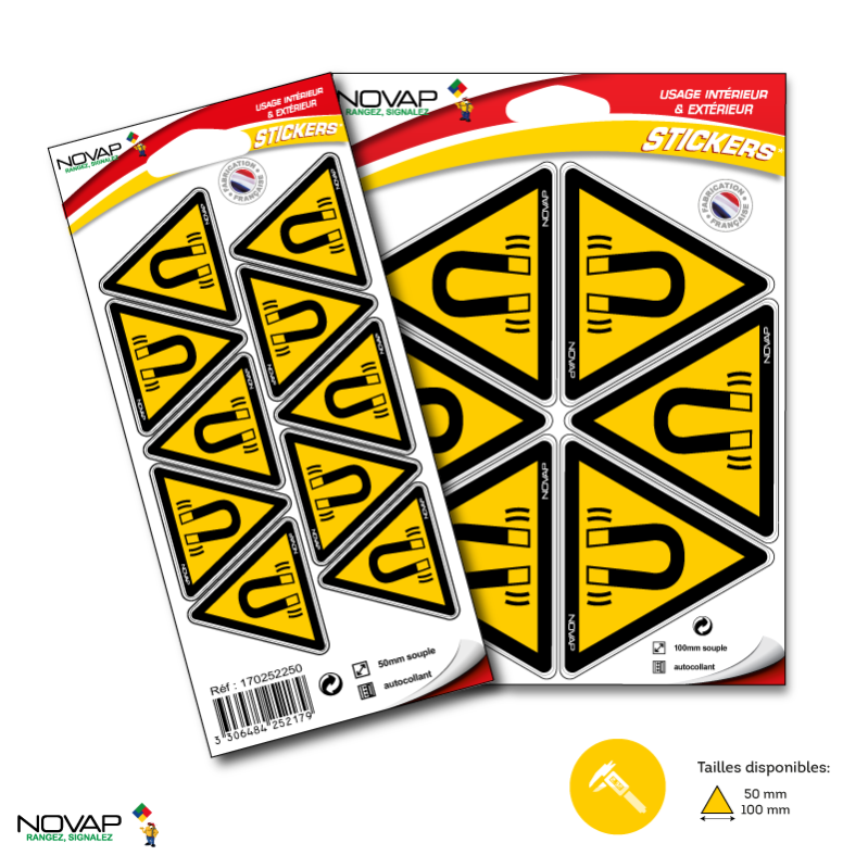 Planche 10 Stickers Triangle 50mm - Danger champ magnétique - 4252179 ...