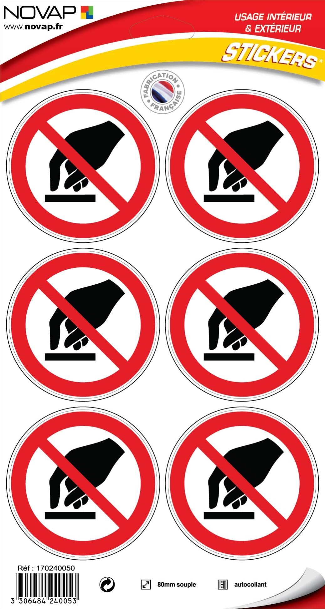 Planche 6 Pictogrammes Ø 80mm - Interdit de Toucher - 4240053 | Bricoman