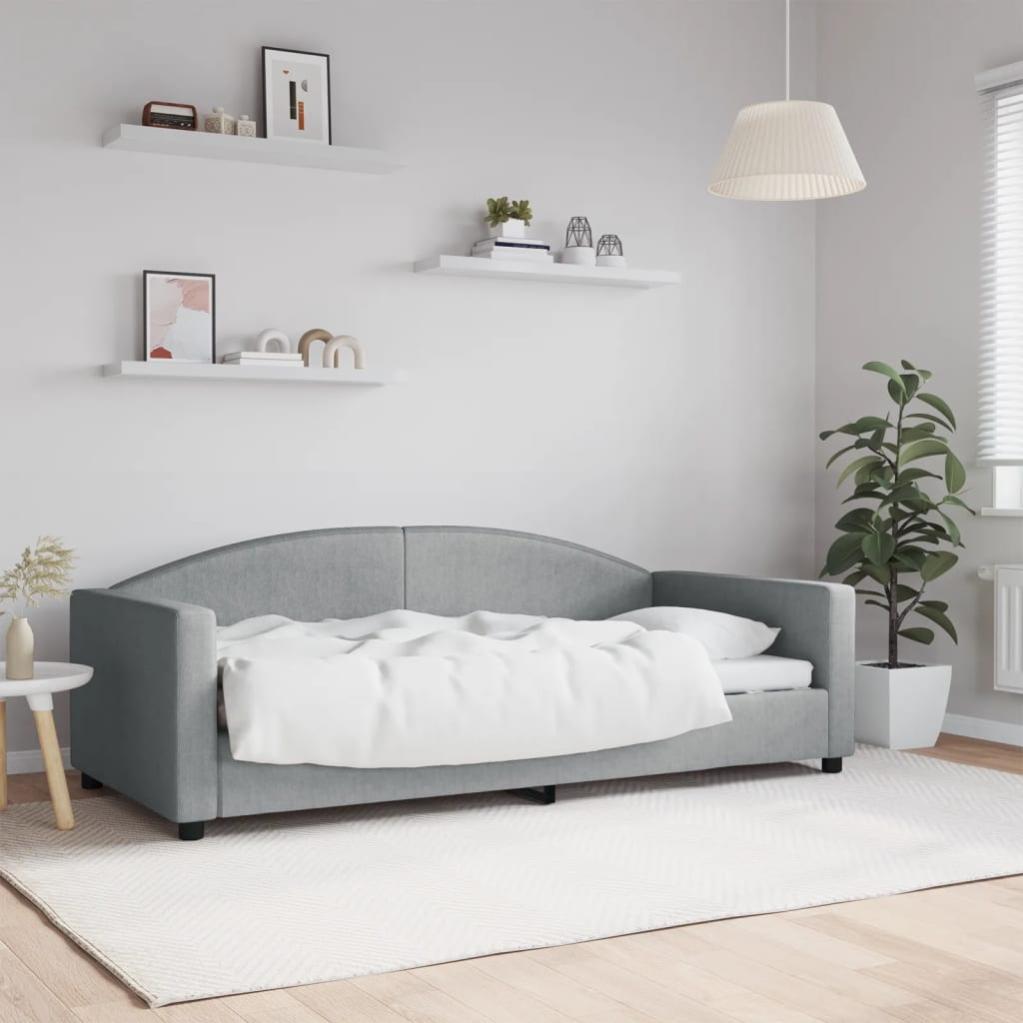 Lit de repos，Lit simple，Divan-lit gris clair 90x190 cm tissu CFW666440 ...