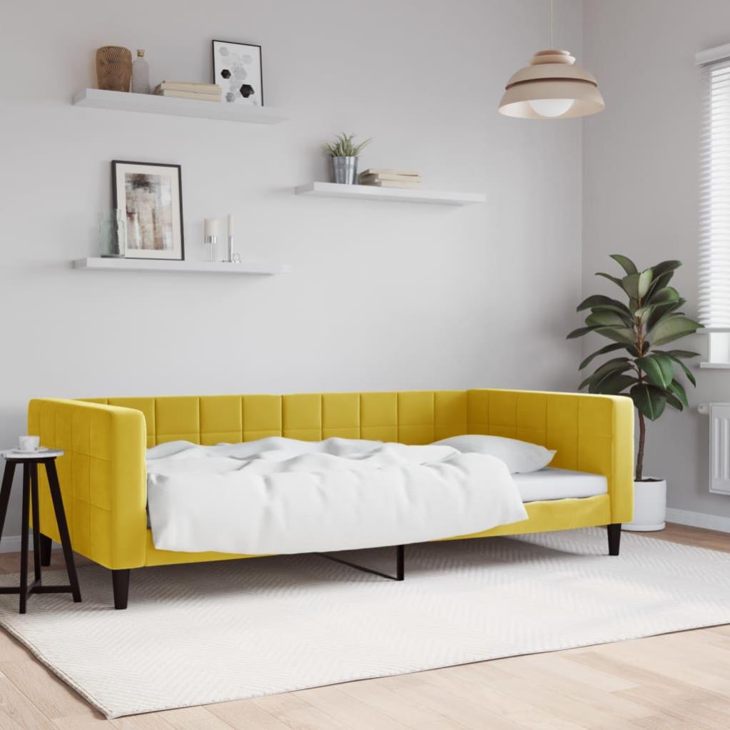 Lit de repos，Lit simple，Divan-lit jaune 100x200 cm velours CFW852290 ...