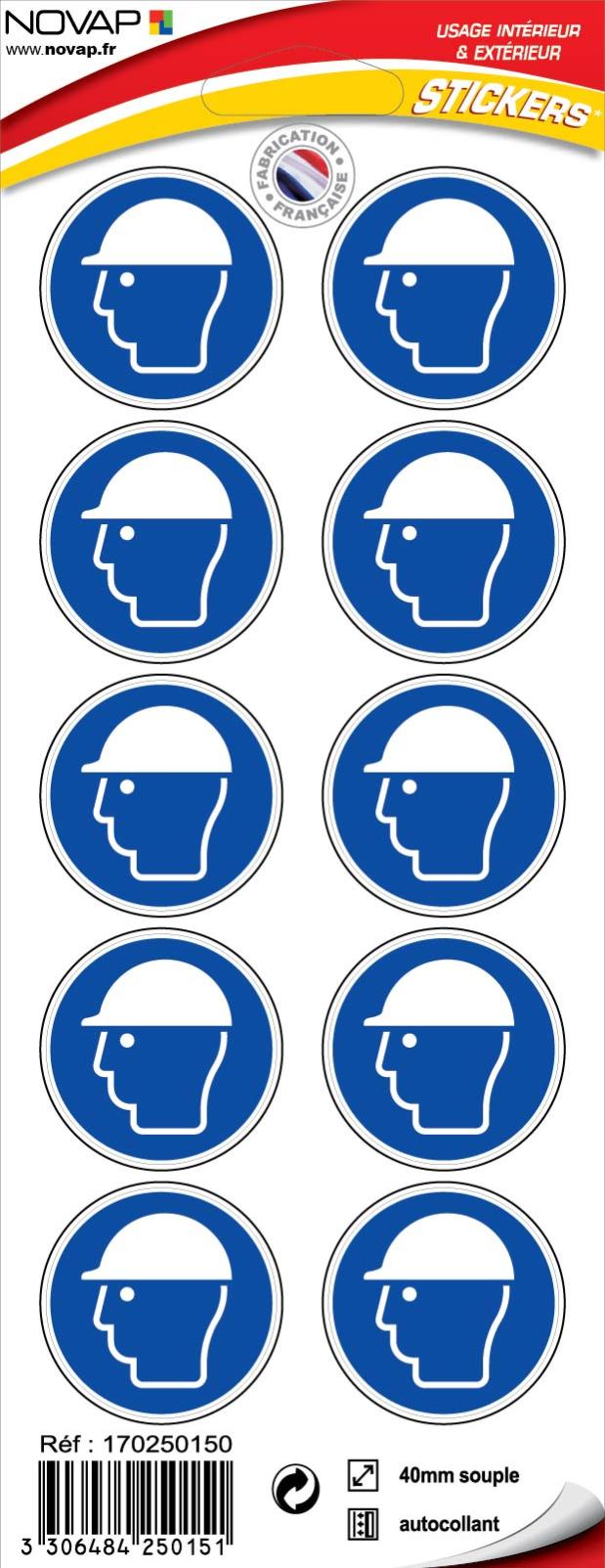 Planche 10 Pictogrammes Ø 40mm - Obligation de Porter un Casque de ...