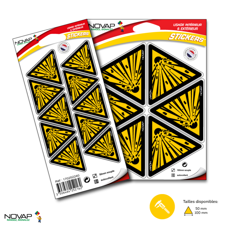 Planche 10 Stickers Triangle 50mm - Danger matière explosives - 4252162 ...