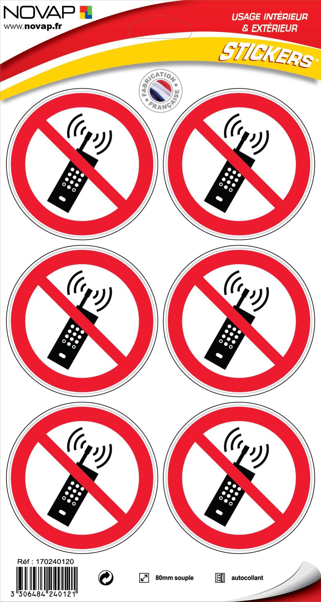 Planche 6 Pictogrammes Ø 80mm - Téléphone Céllulaire Interdit - 4240121 ...