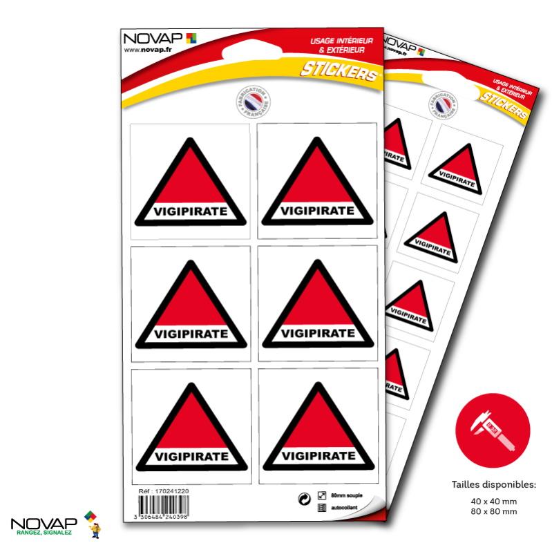 Planche 10 Stickers 40x40mm - Vigipirate - 4251196 | Bricoman