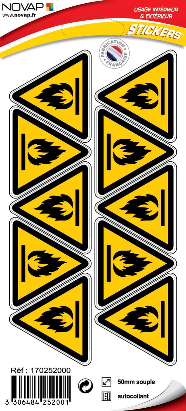 Planche 10 Pictogrammes Triangle 50mm - Danger Matières Inflammables ...