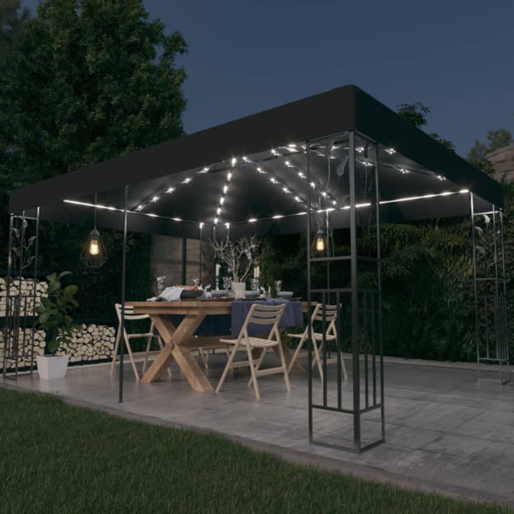 Gazebo da Giardino | Gazebo da Esterno con Tetto Doppio e Luci LED 3x4 ...