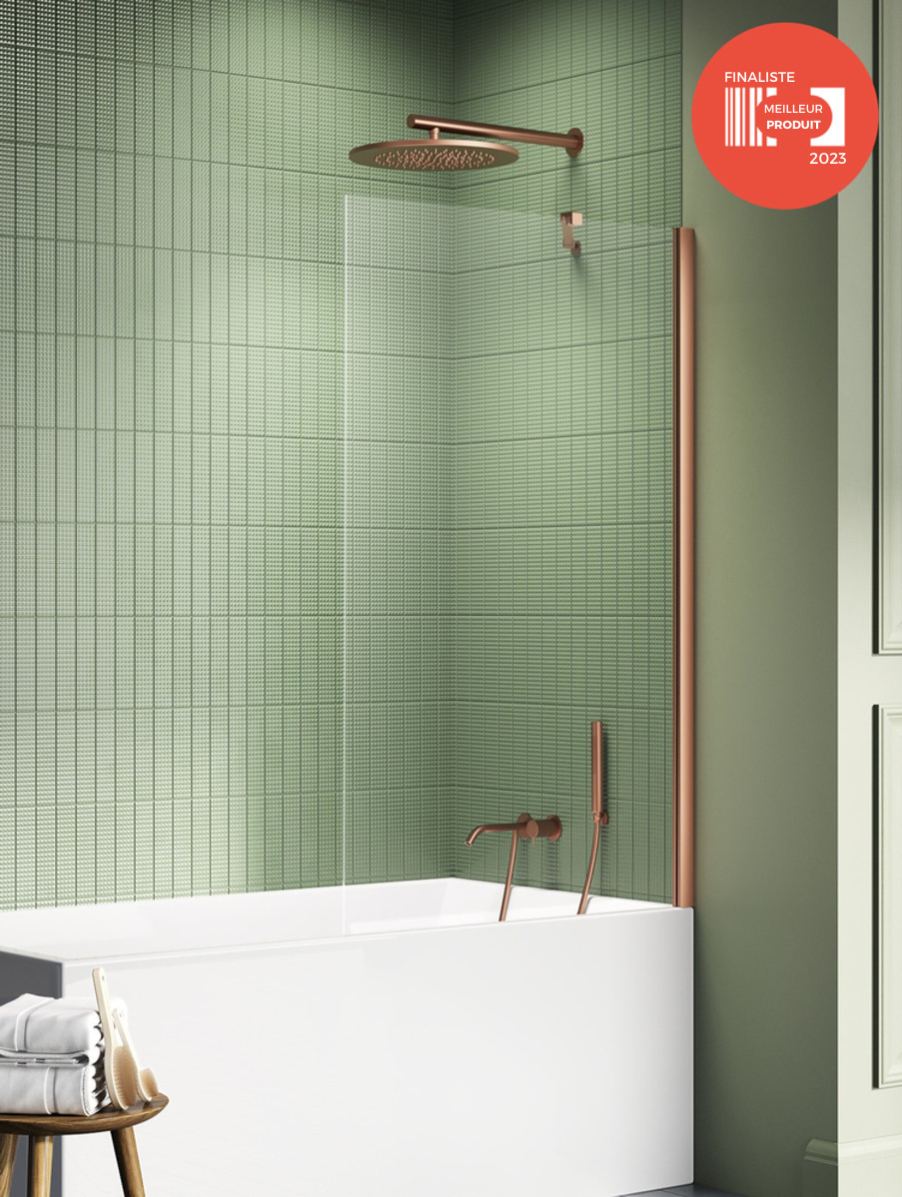 Pare-baignoire fixe 50 cm, 1 volet, stabilisateur d'angle, MEXICO ...