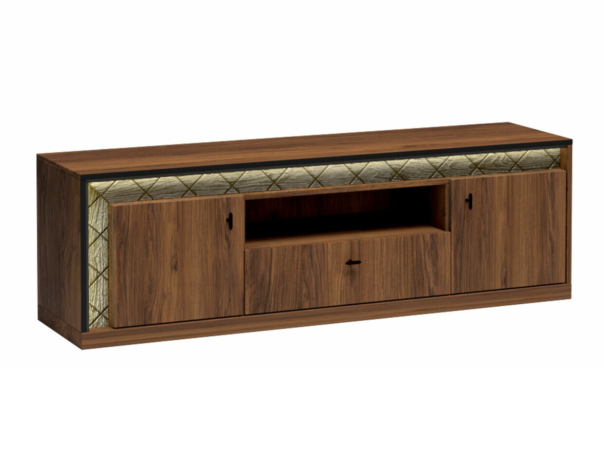 Meuble TV Stanton J106, Noir, Noyer, 160x51x41cm | Leroy Merlin