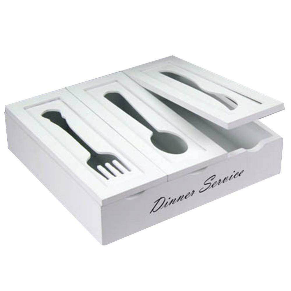 Portaposate Cucina 3 Scomparti in Legno Bianco Porta Posate da Cassetto ...