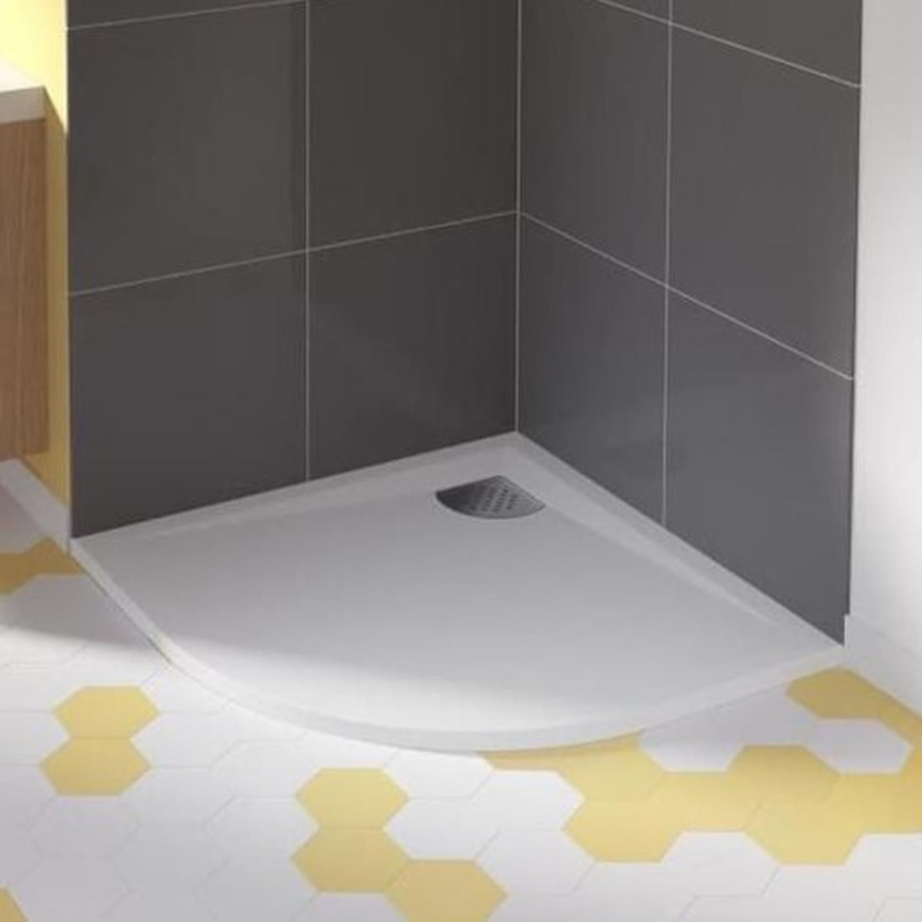 Kinedo Receveur Kinesurf 4 cm 100x100RD blanc grille en inox poli et ...