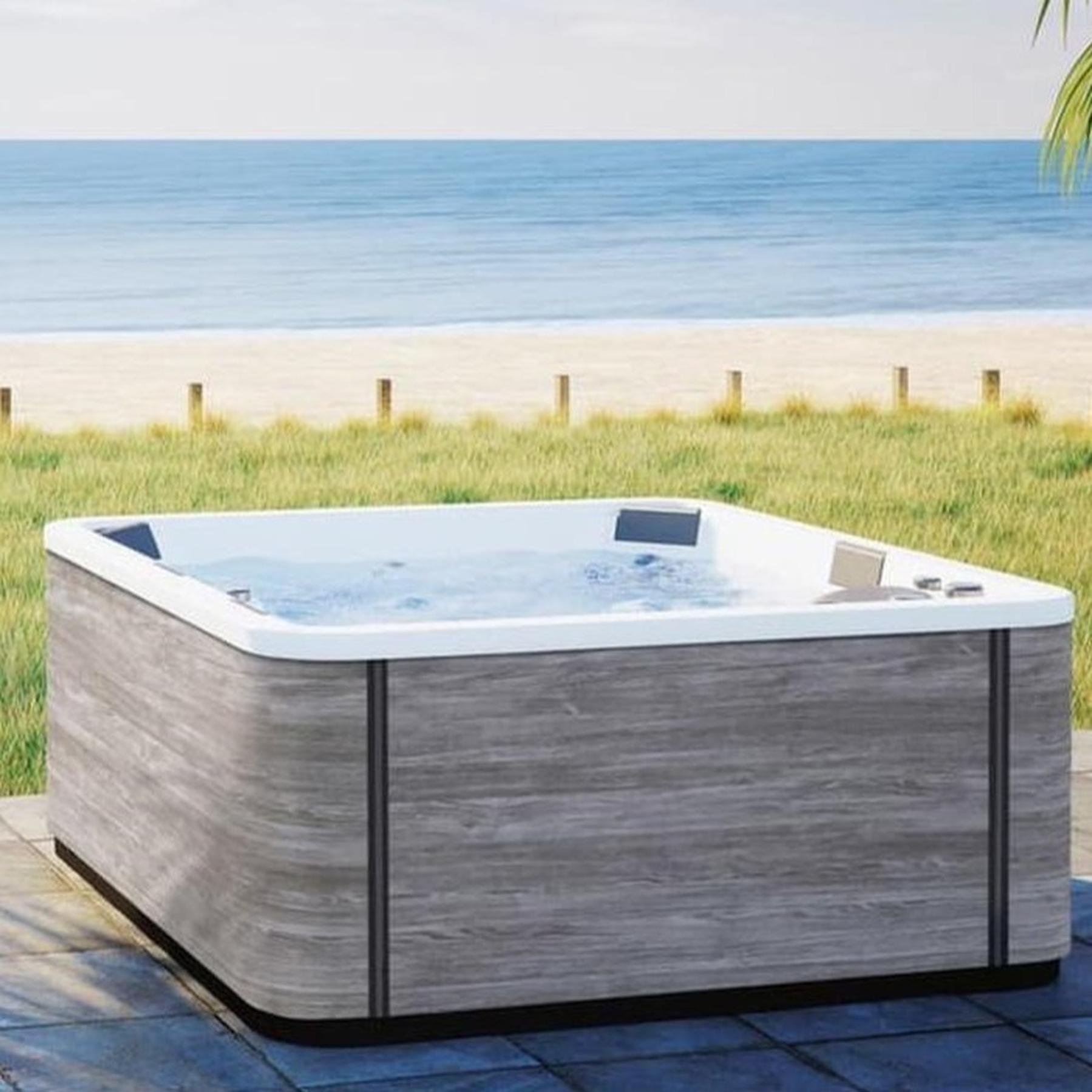 SPA 5 posti HAPPY SPA4 copertura termica, cromoterapia e ponte in legno ...