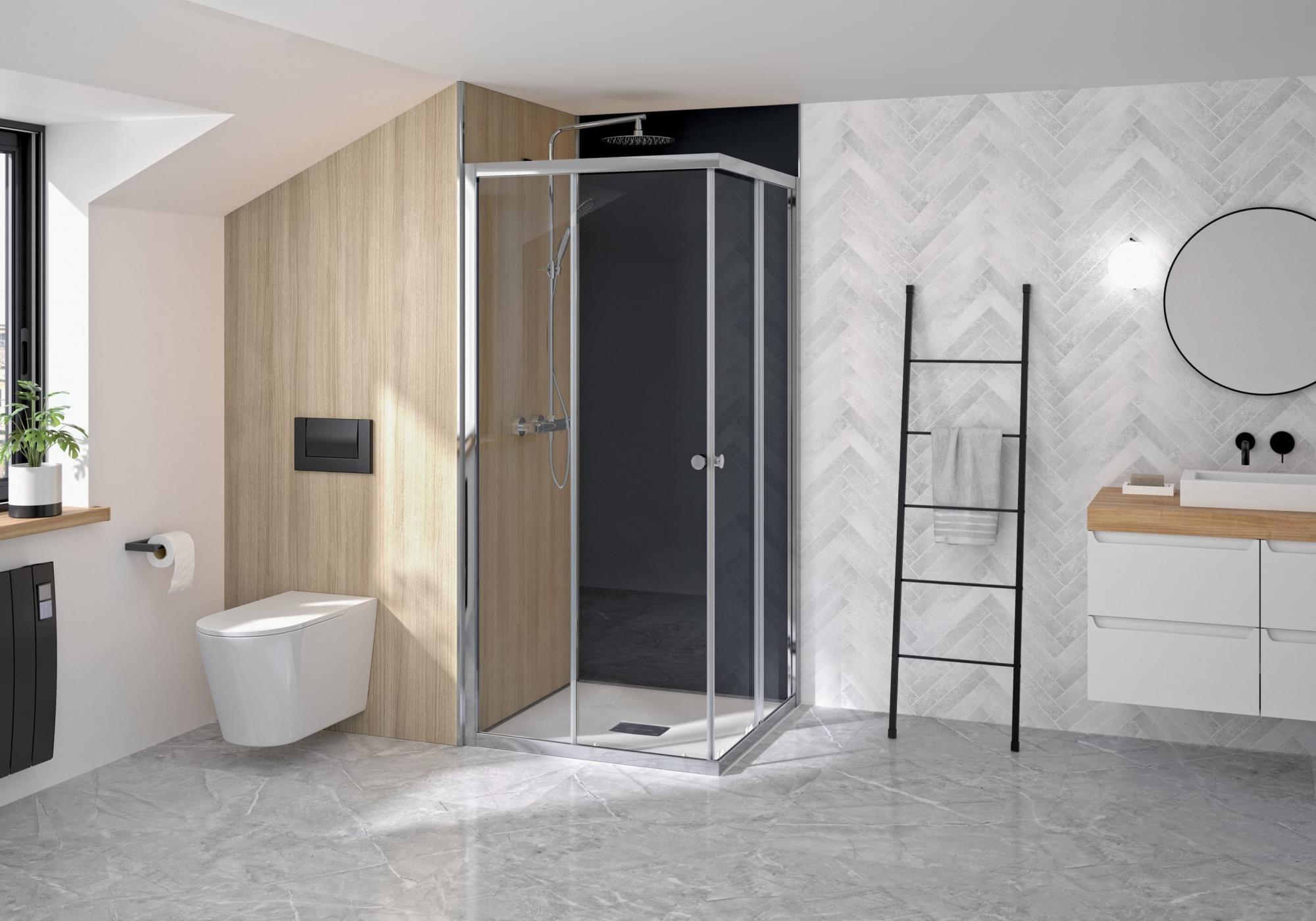 Paroi de douche élément gauche coulissant et fixe SUPRA (à coupler avec ...