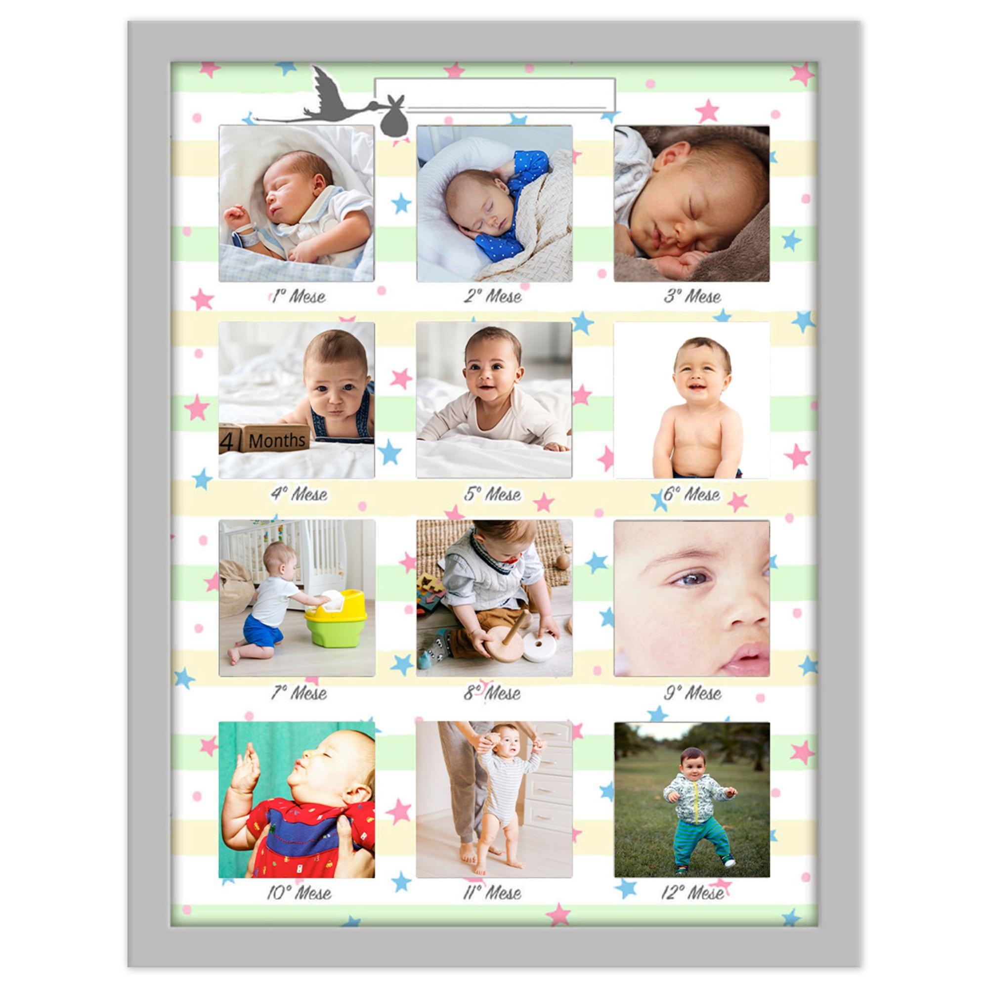 Portafoto da parete Multiplo ESSENTIAL BABY GREY 30x40 cm Newborn ...